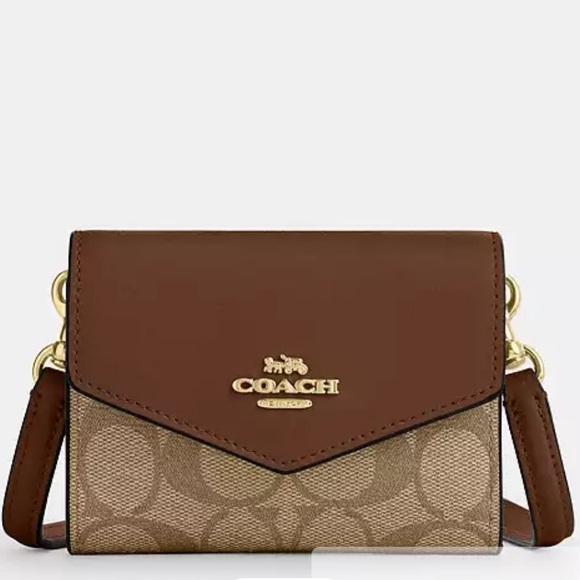 Coach | Bags | New With Tag Coach Brown Mini Envelope Wallet With Strap ...